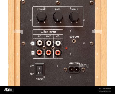 Audio And Power Input Panel With Power Switch And Volume Controls Stock