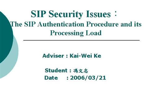Sip Security Issues The Sip Authentication Procedure And
