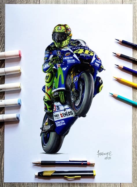 Valentino Rossi Yamaha And 1 More Drawn By Anthony C Danbooru