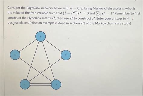 Solved Consider The Pagerank Network Below With D05 Using