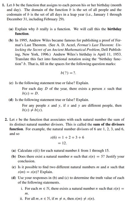 Solved 1 Let B Be The Function That Assigns To Each Person Chegg Com