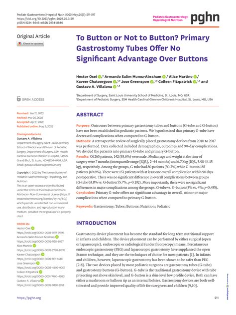 Pdf To Button Or Not To Button Primary Gastrostomy Tubes Offer No