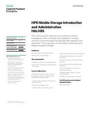 Hpe Nimble Storage Introduction And Nimble Storage Introduction And Administration Pdf Course