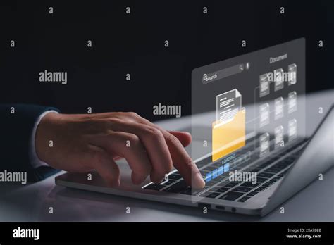 Document Management System Concept Businessman Manage Digital Business Data File Storage