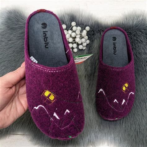 Хатні капці жіночі Inblu фетрові на поліуретановій підошві сливові 4320