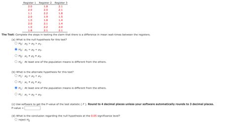 Solved E Test Complete The Steps In Testing The Claim That Chegg