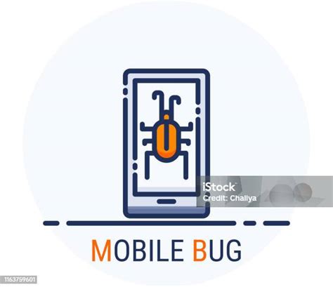 채워진 선 아이콘 스타일입니다 해커 사이버 범죄 공격 웹 디자인에 대 한 모바일 버그 Ui Ux 모바일 웹 광고 잡지 책 포스터 개념에 대한 스톡 벡터 아트 및 기타 이미지