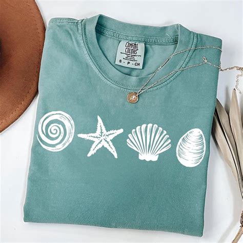 Coastal Seashells Comfort Colors T Shirt Beach Graphic Tee Etsy