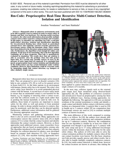 Pdf Rm Code Proprioceptive Real Time Recursive Multi Contact Detection Isolation And