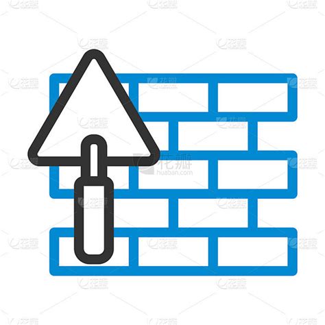 用镘刀的砖墙图标