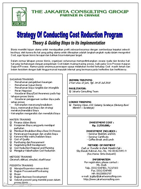The Jakarta Consulting Group Strategy Of Conducting Cost Reduction Program