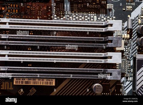 A Detailed View Of RAM Slots On A Motherboard Showcasing The Connection Points And Layout For