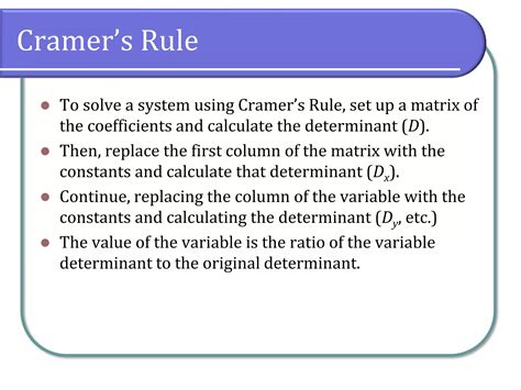9 3 Determinant Solution Of Linear Systems Pdf