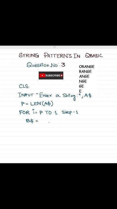 String Pattern In Qbasicpart 3youtubeshorts Shots Qbasic Sort