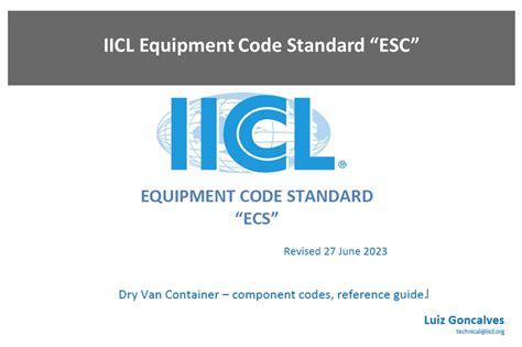 Iicl Equipment Code Standard Esc Thaireefer Group