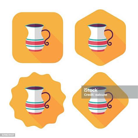 Ikon Pipih Pot Dengan Bayangan Panjang Eps10 Ilustrasi Stok Unduh Gambar Sekarang Api