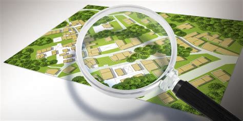 Imaginary Cadastral Map With Buildings Land Parcel And Vacant Plot Property Registry And Real