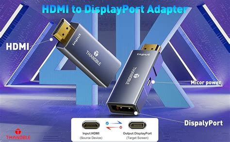 Thandble Hdmi To Displayport Adapter 4k 60hz Hdmi Souce To Dp Display Converter