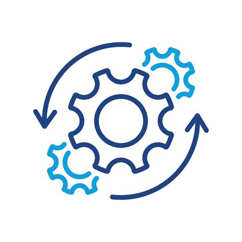 Gear And Round Arrow Business Technology Process Color Line Icon Workflow Cog Wheel Symbol