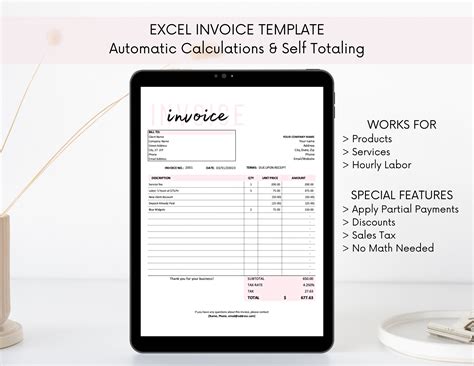 Excel Simple Invoice Spreadsheet Invoice With Formulas Editable