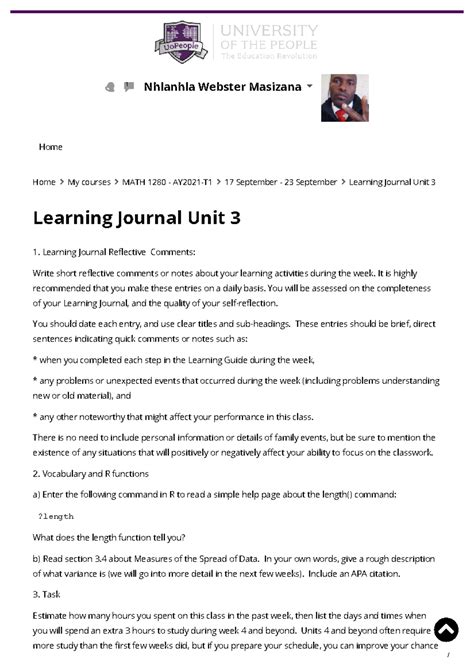 Math 1280 Ay2021 T1 Learning Journal Unit 3 Home Learning Journal