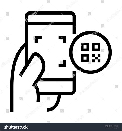Mobile Scan Qr Code Stroke Outline Stock Vector Royalty Free Shutterstock