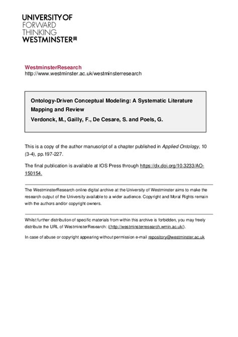 Pdf Ontology Driven Conceptual Modeling A Systematic Literature Mapping And Review