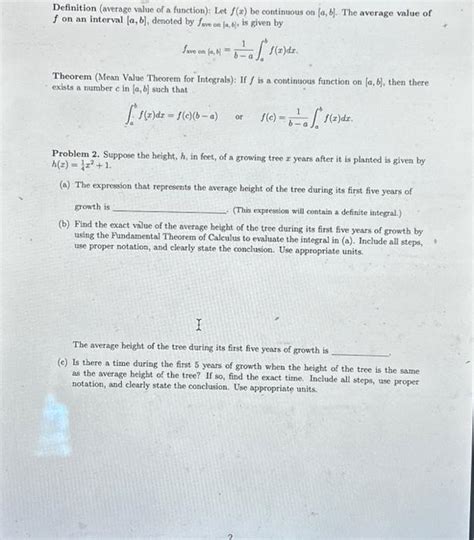 Solved Definition Average Value Of A Function Let F X Be Chegg Com