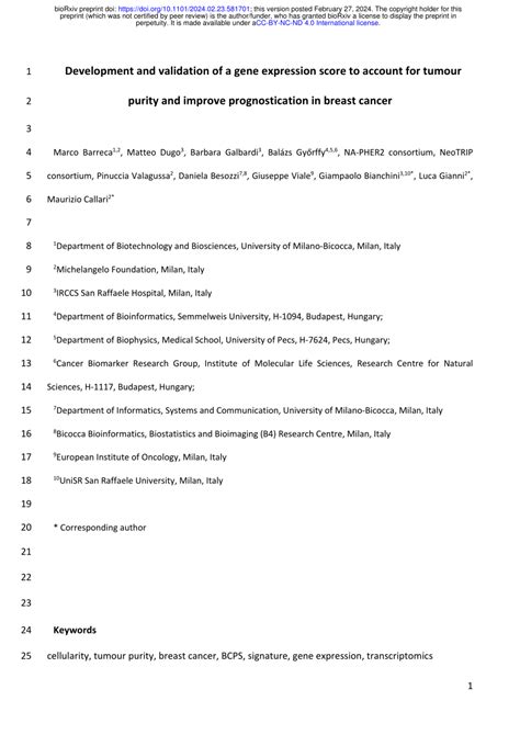 Pdf Development And Validation Of A Gene Expression Score To Account For Tumour Purity And