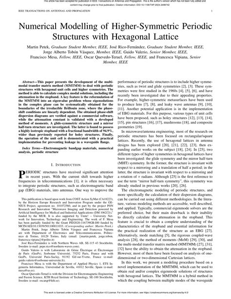 Pdf Numerical Modelling Of Higher Symmetric Periodic Structures With Hexagonal Lattice