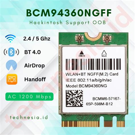Jual Broadcom Bcm94360ng Hackintosh Support Wifi Ngff M2 Interface Bukan Bcm94360cs2 Shopee