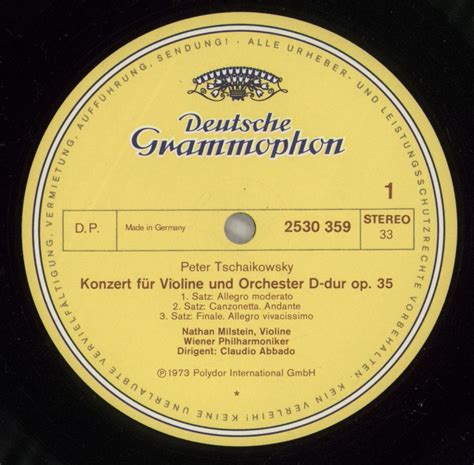 Nathan Milstein Mendelssohn Tchaikovsky Violin Concertos German Viny