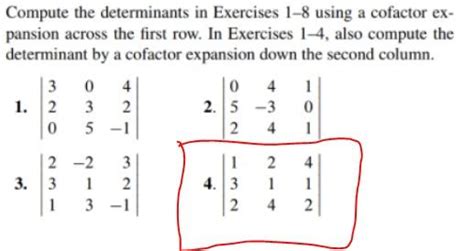 Solved Compute The Determinants In Exercises 1 8 Using A Chegg Com