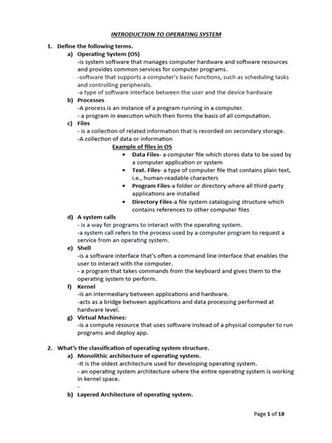 Compiled Operating Systems Notes Pdf Thread Computing Operating