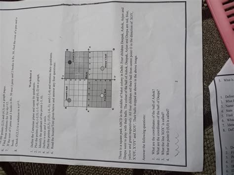 Worksheet 4 Define The Cartesian Plane And Name Its Quadrants Plot The