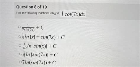 Solved Question Of Find The Following Indefinite Chegg Com