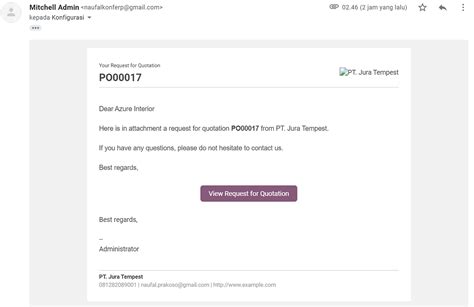 Konfigurasi Outgoing Mail Server Dan Eksplorasi Database Odoo