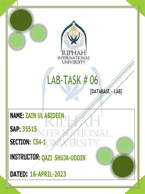 Lab Task 06 Db Pdf Cybernetics Systems Theory