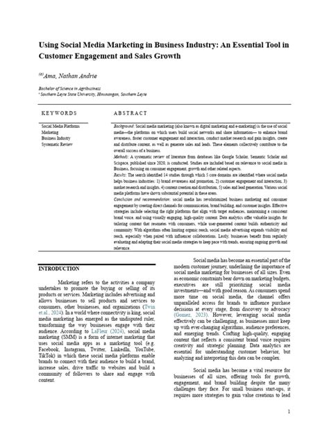 Using Social Media Marketing In Business Industry An Essential Tool In Customer Engagement And