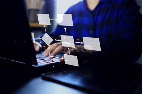 Work Flow Concept With Programmer Design Logical Of Software Stock