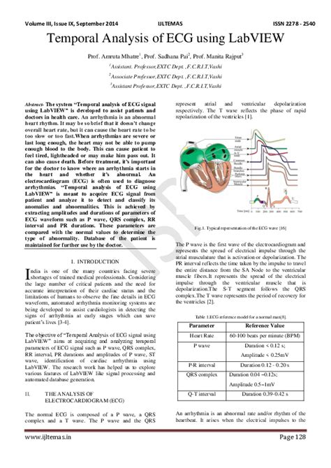 Pdf Temporal Analysis Of Ecg Using Labview