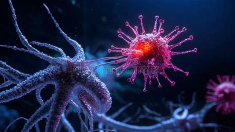 Cellular Infection Micrograph Virus Attacking Cell Microscopic View Medical Science Infection