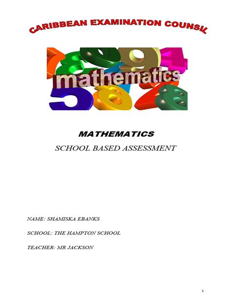 Mathematics Sba Pdf Money