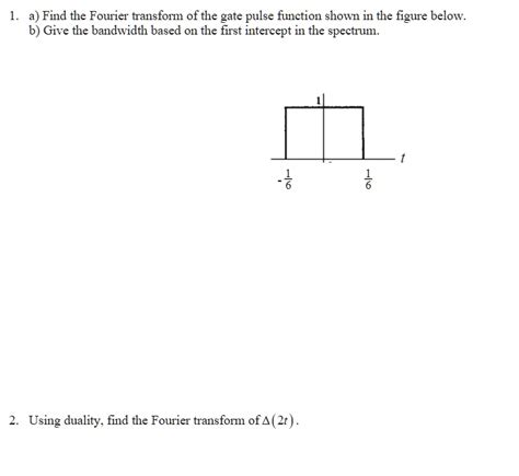 Solved 1 A Find The Fourier Transform Of The Gate Pulse Function