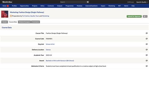 Curriculum Management Worktribe
