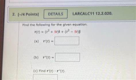 Solved Find The Following For The Given Equation Chegg
