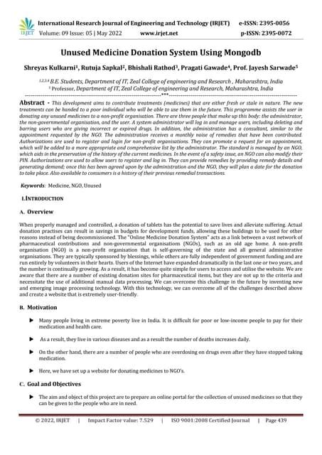 Unused Medicine Donation System Using Mongodb Pdf