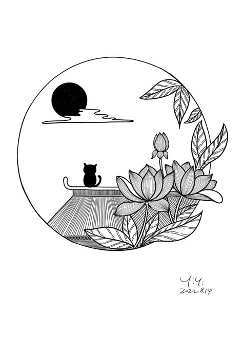 控笔训练 70100。黑白风景画 工具：procreate 笔刷：工作室画笔 素材来自 小红书 Procreate黑白线描手绘插画黑白装饰画写生临摹 花瓣网