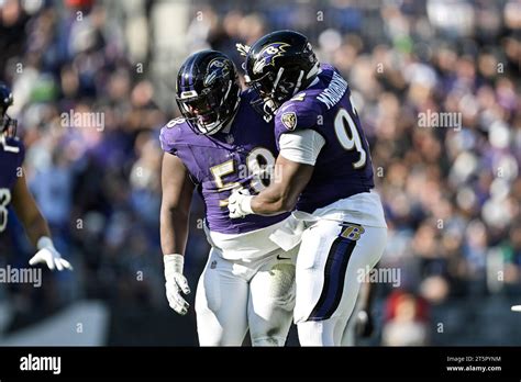 Baltimore Ravens Defensive Tackle Michael Pierce 58 Celebrates His
