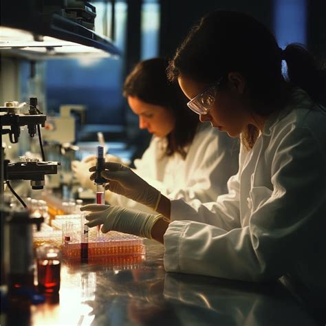 A Team Performing Genetic Modification Experiments On Cells Premium Ai Generated Image